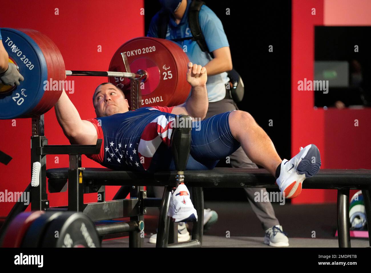 United State's Jacob Schrom competes during men's -107kg powerlifting ...