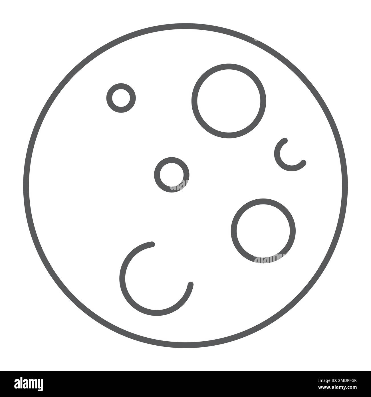 Moon thin line icon, space and astronomy, satellite sign, vector ...
