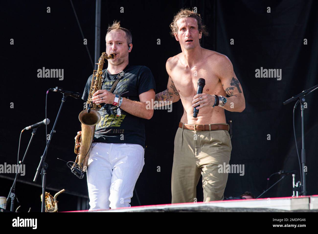 Rob Ingraham, left, and David Shaw of The Revivalists perform at the ...