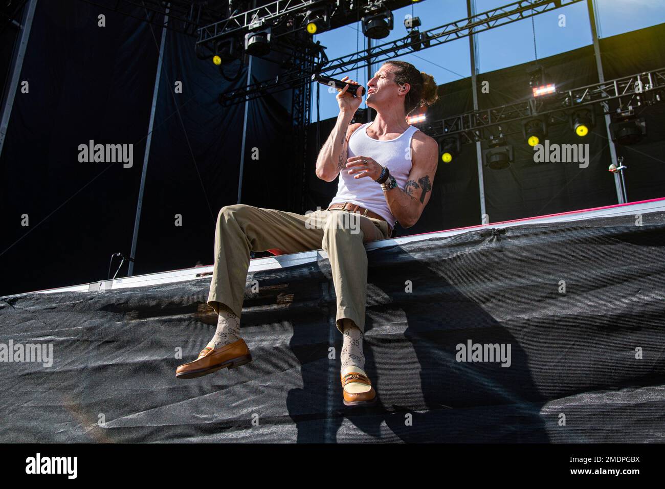David Shaw of The Revivalists performs at the Railbird Music Festival ...