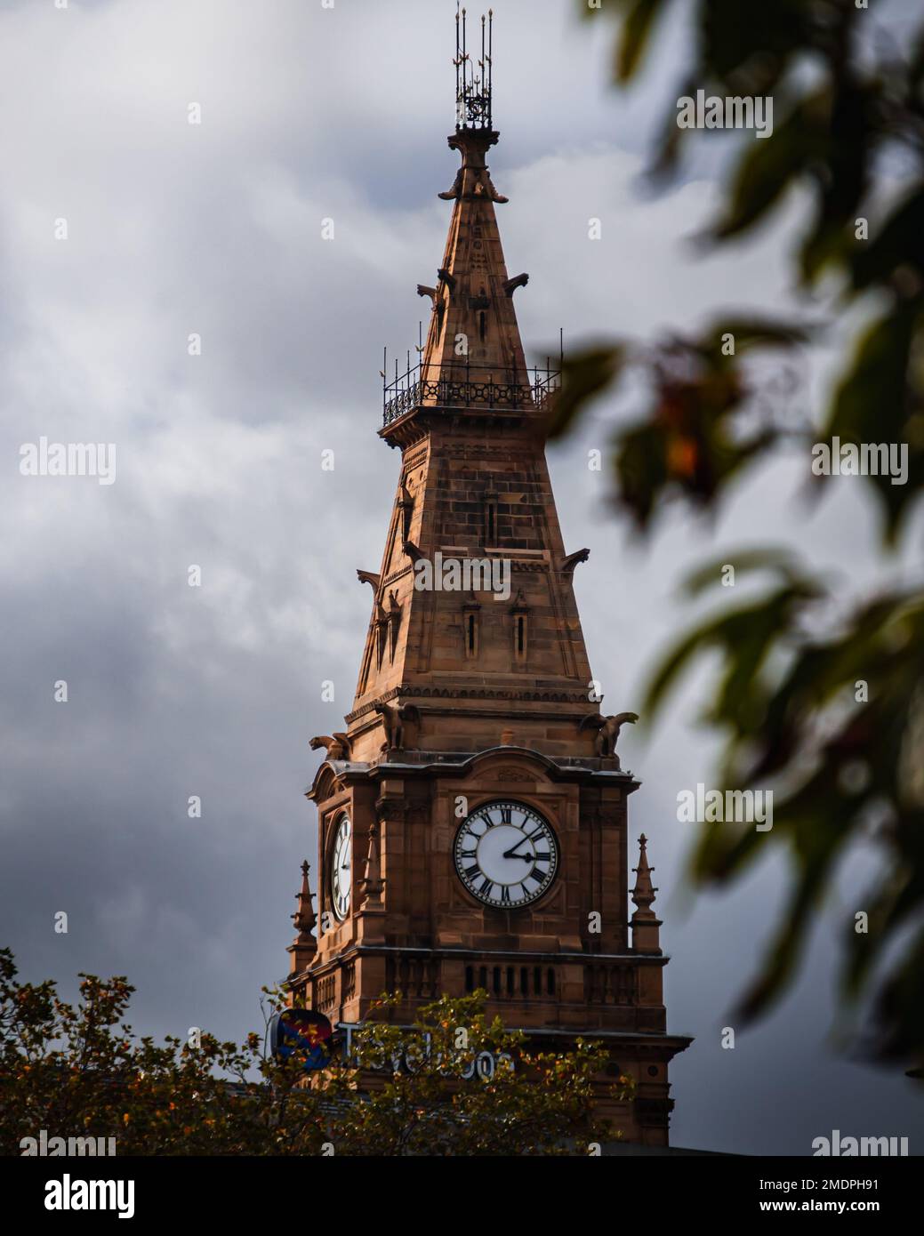 A vertical shot of the clock tower of Municipal Buildings. Liverpool ...