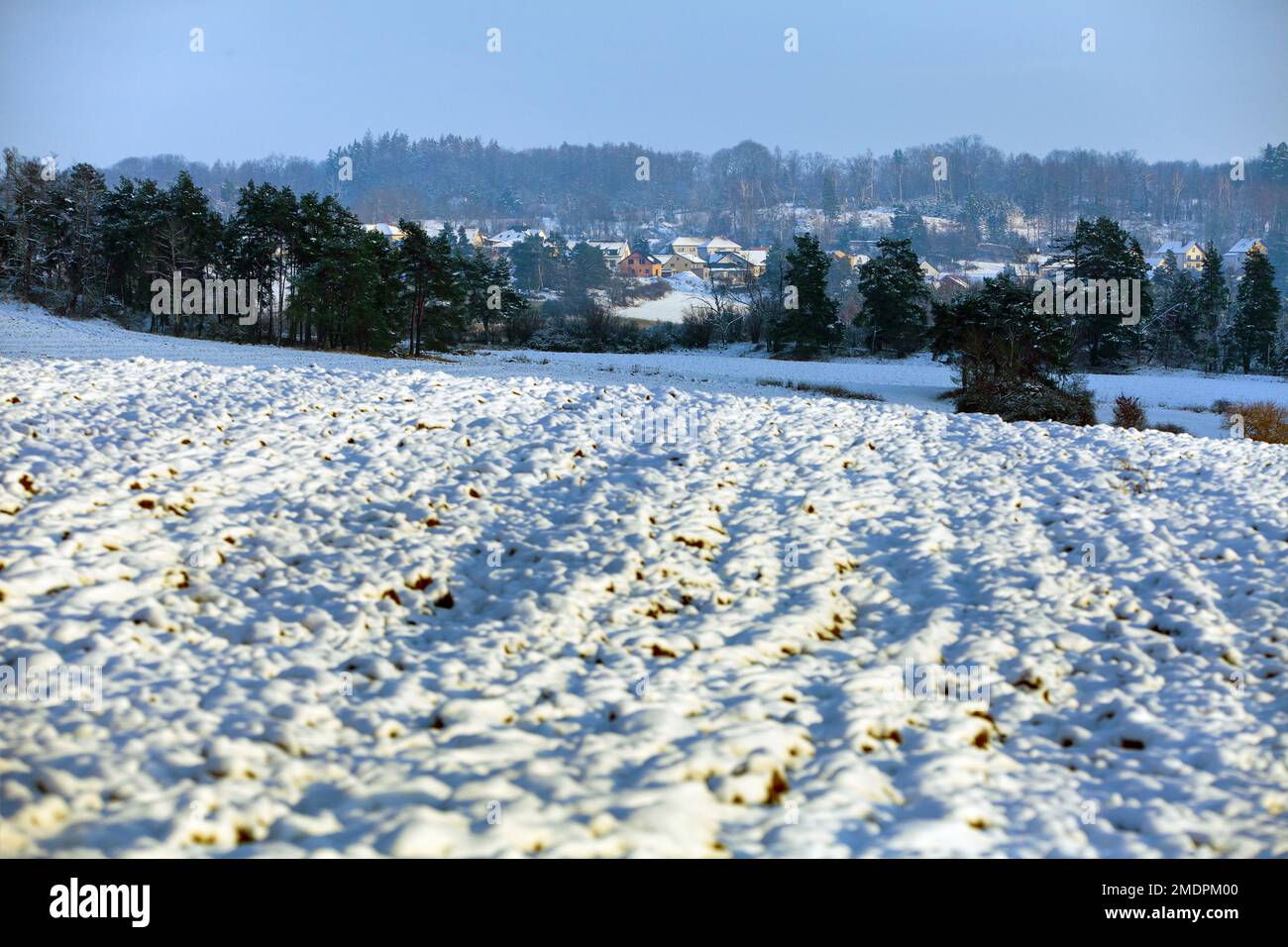 Bohemian and Moravian highland landscape, winter panoramic view, snow ...