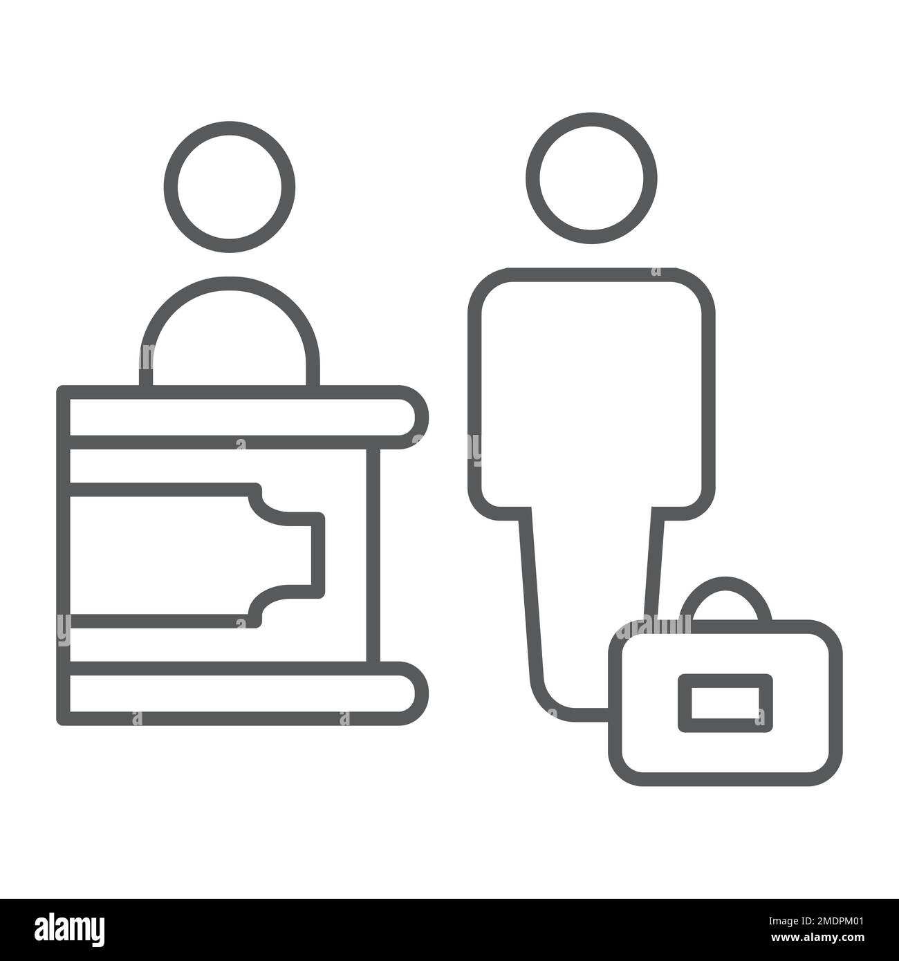 Check-in thin line icon, hotel and service, reception sign, vector ...