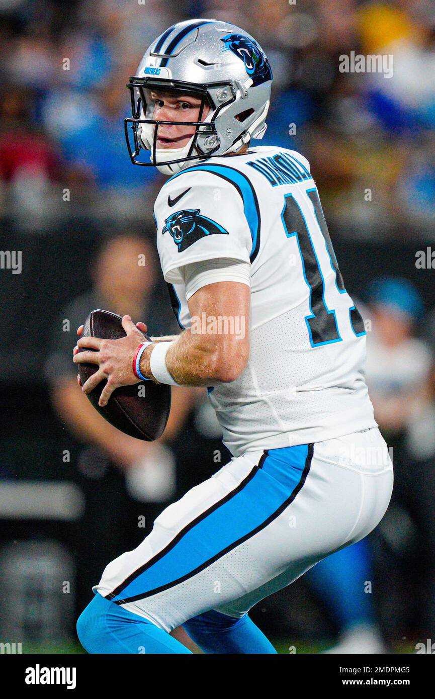 Carolina Panthers quarterback Sam Darnold plays against the Pittsburgh ...