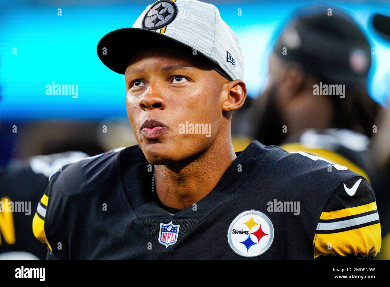 Pittsburgh Steelers quarterback Joshua Dobbs looks on during the first ...
