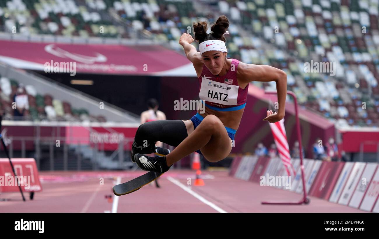 United States' Beatriz Hatz competes in the women's T62 long jump final ...