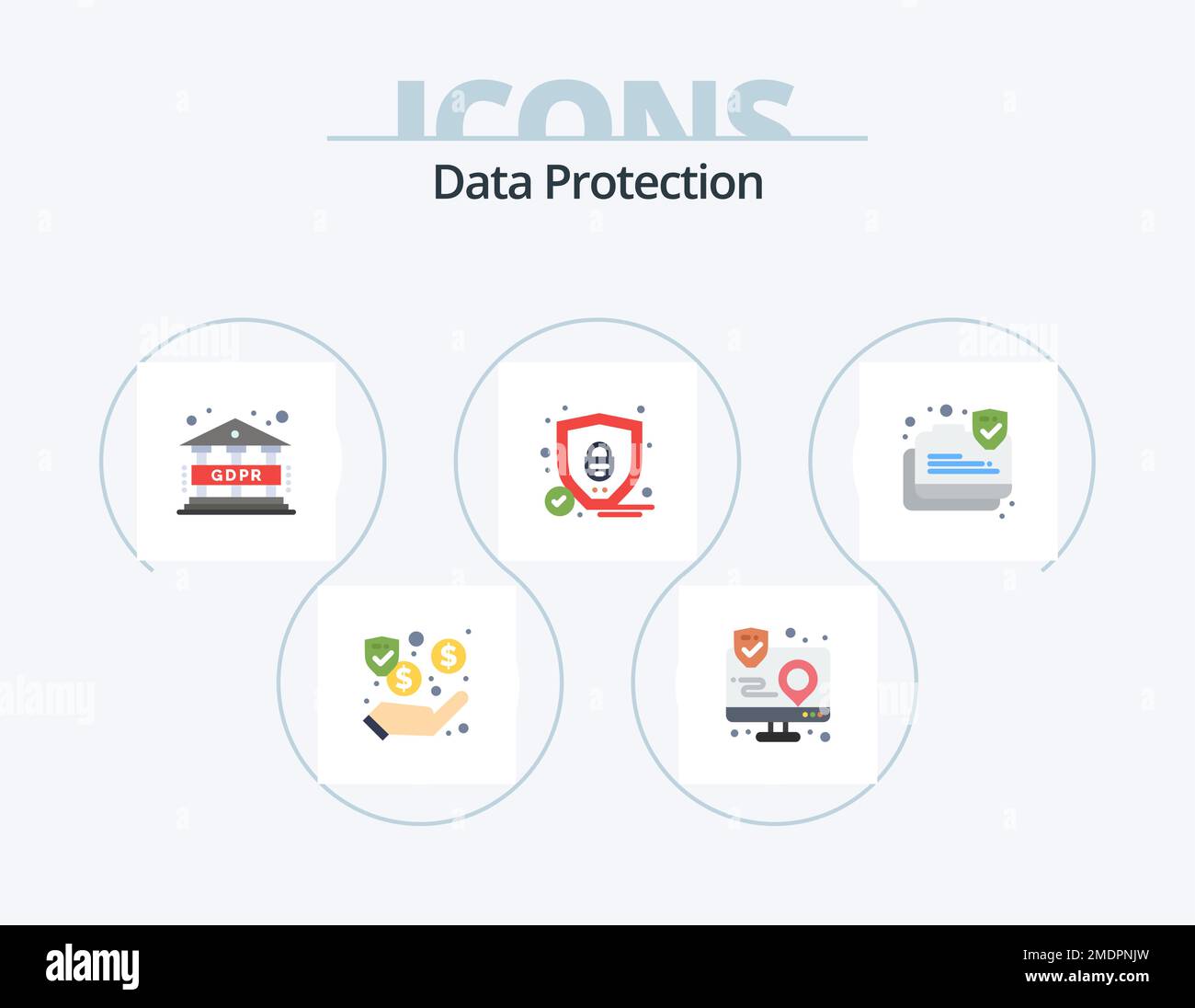 Data Protection Flat Icon Pack 5 Icon Design. protection. connection ...