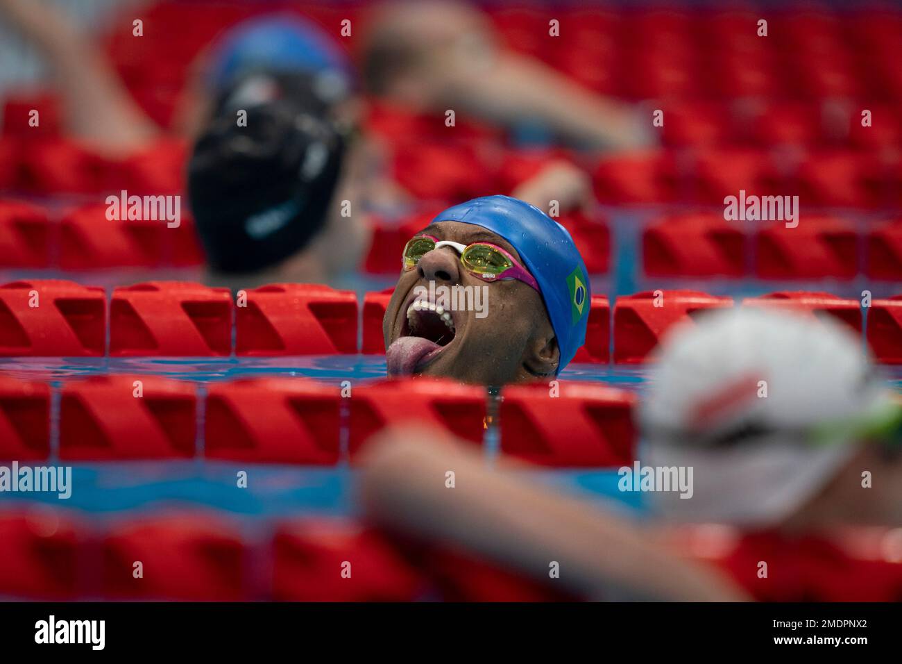 Gabriel Geraldo Santos Araujo, from Brazil, celebrates after wining Men ...