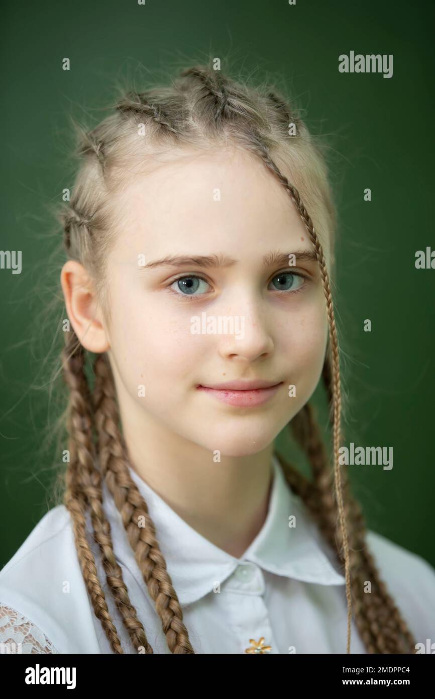 Person pigtails portrait school hi-res stock photography and images - Alamy