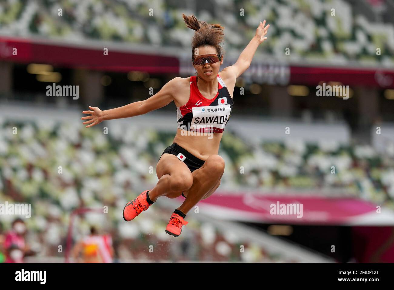 Japan's Uran Sawada competes in the women's T12 long jump final during ...