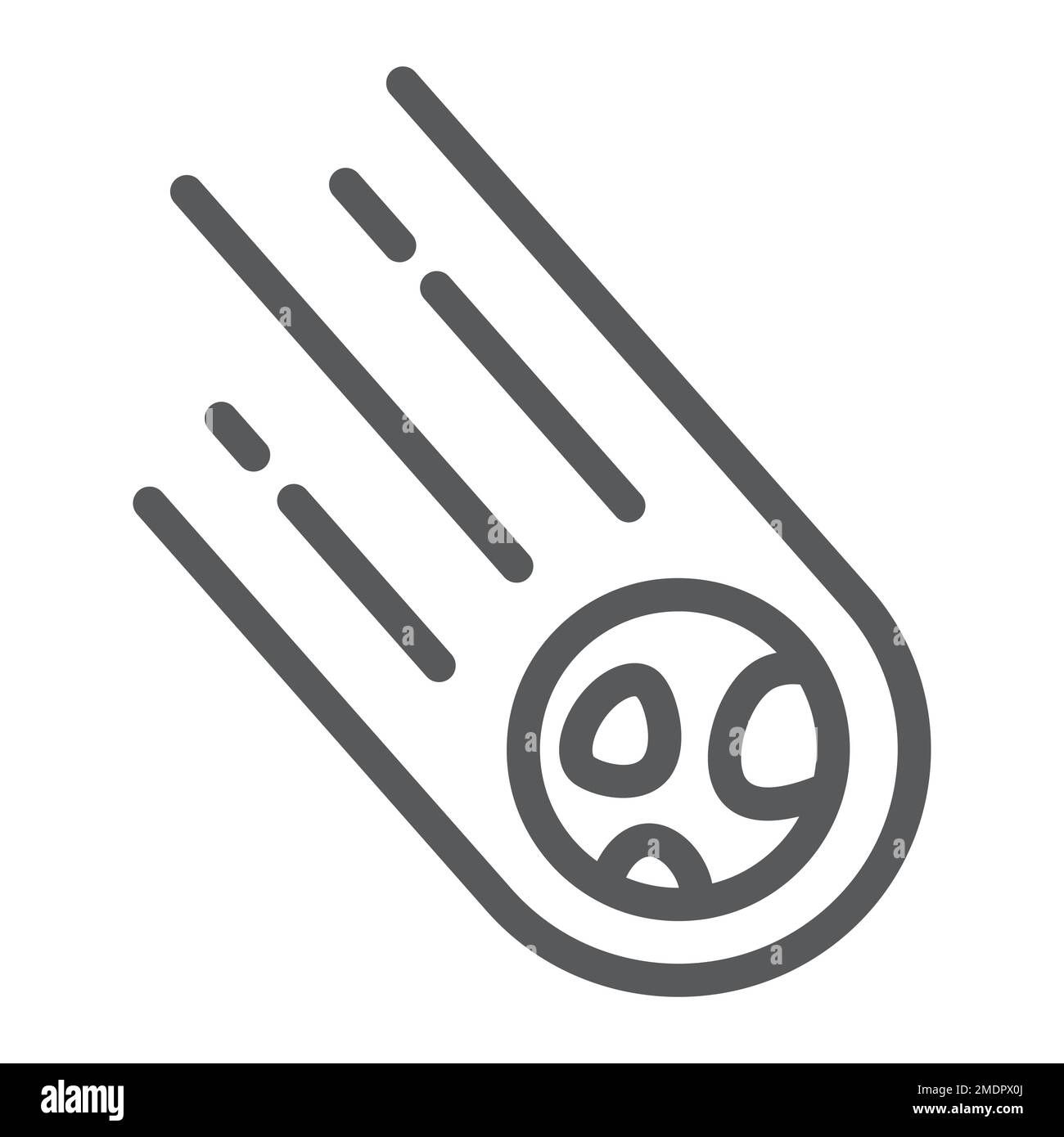 Asteroid line icon, space and meteor, meteorite sign, vector graphics ...