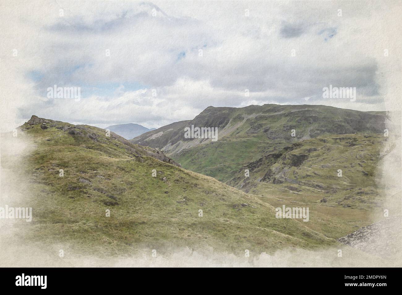 Digital watercolor painting of the abandoned Cwmorthin Slate Quarry at ...