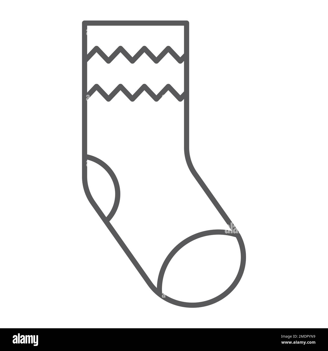 Sock thin line icon, apparel and clothing, hosiery sign, vector ...