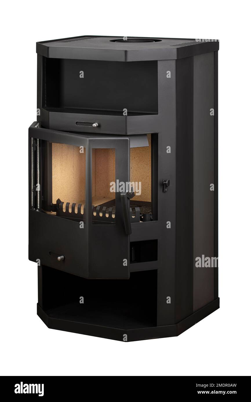 Modern fireplaces for heating from metal and heat-resistant glass ...