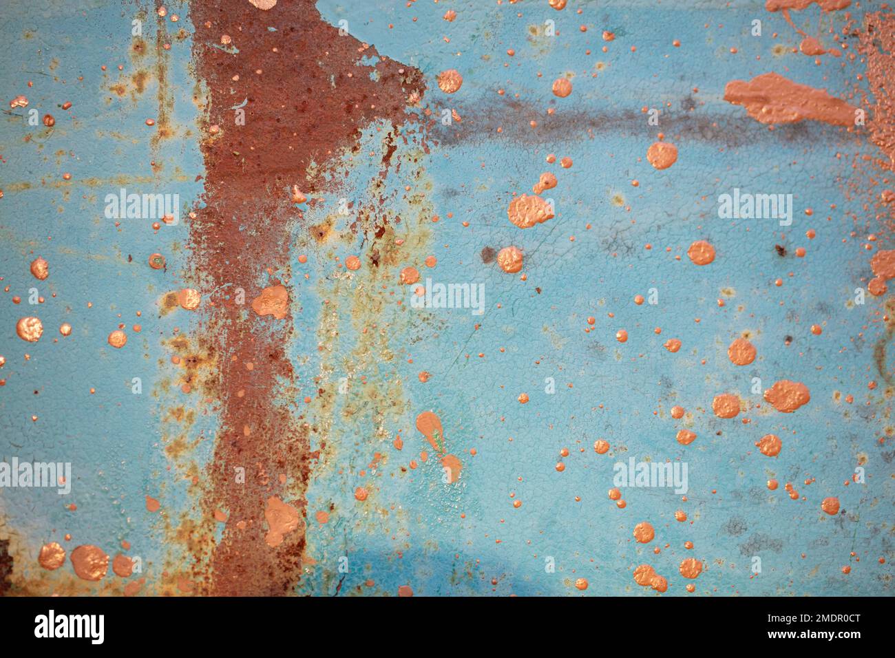 The texture of a rusty iron surface is painted with blue paint Stock ...