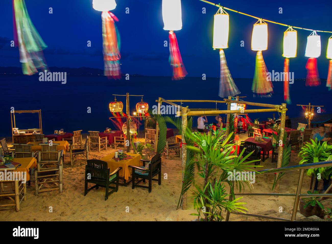 Beach bar at dusk, Florist Resort, Mae Nam Beach, Ko Samui Island ...