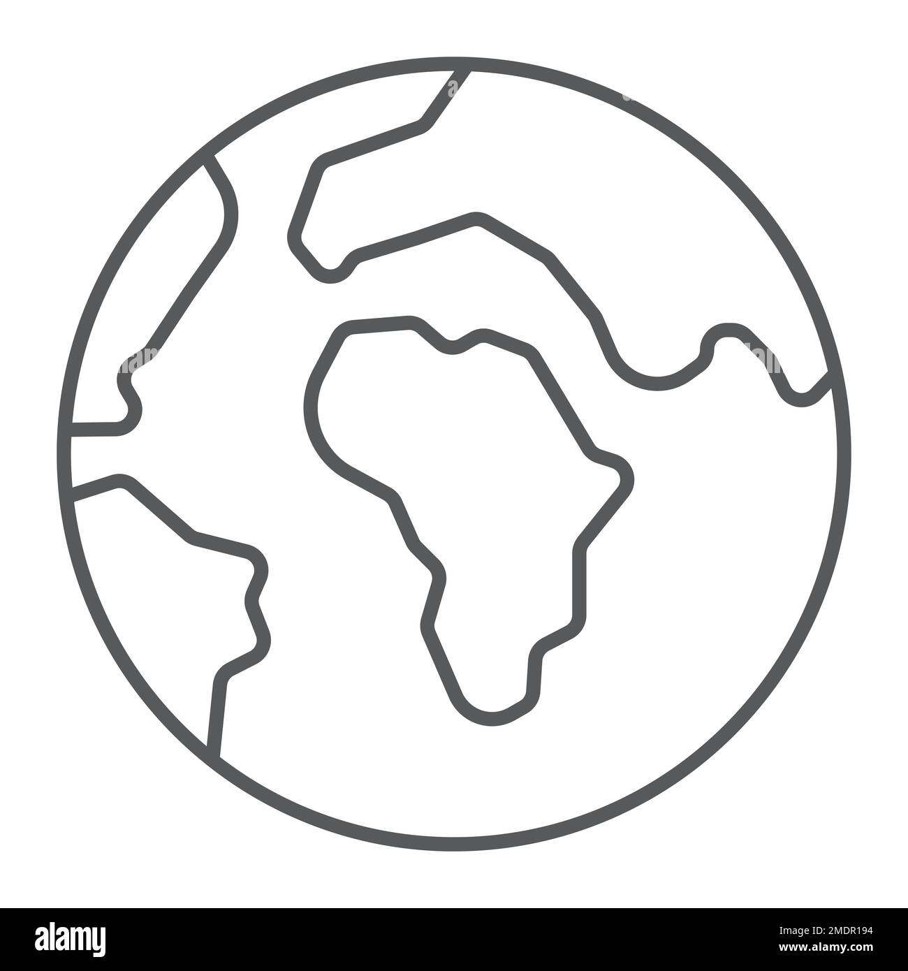 Earth thin line icon, world and geography, planet sign, vector graphics ...