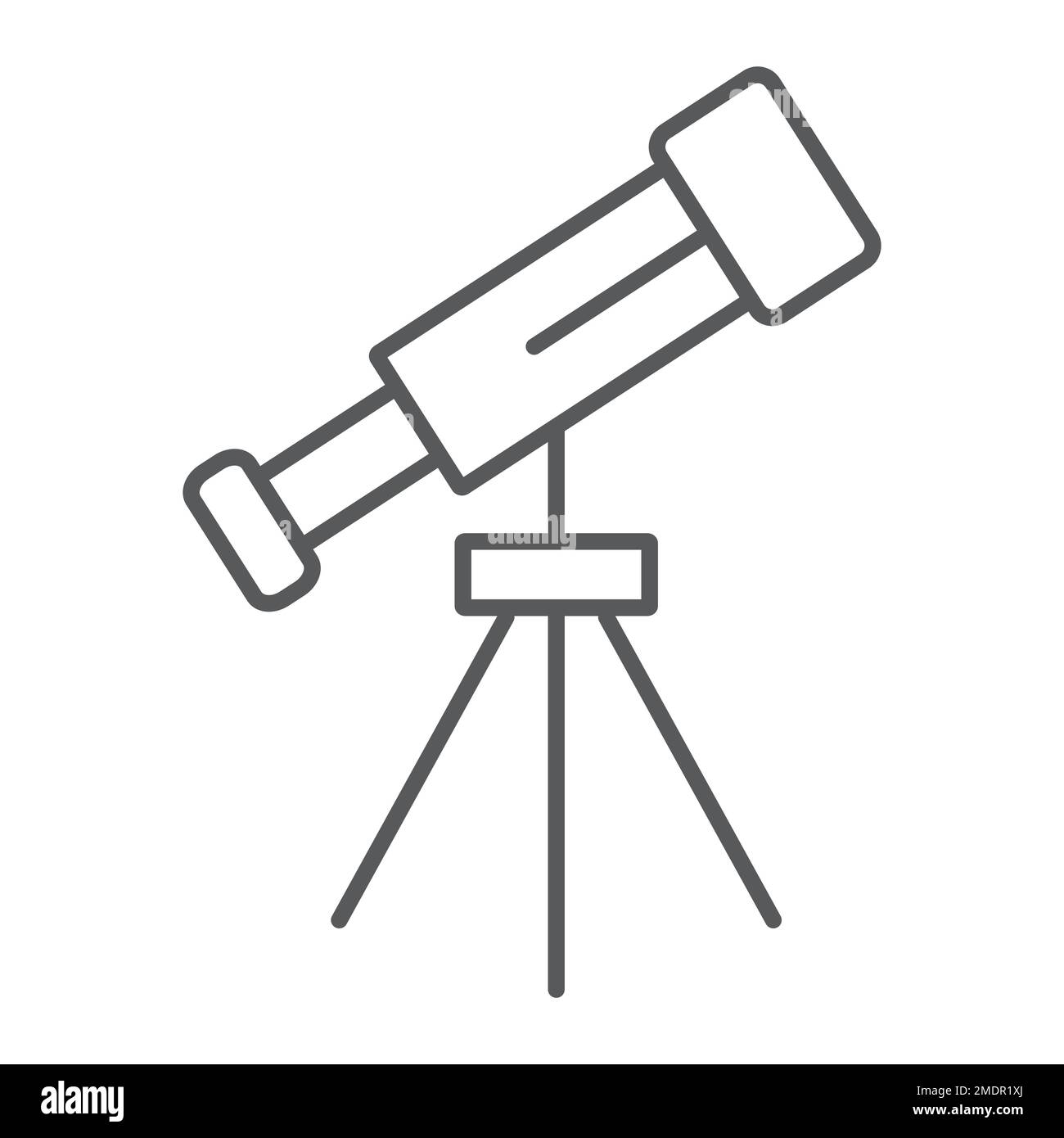 Telescope thin line icon, space and astronomy, magnify sign, vector graphics, a linear pattern ...