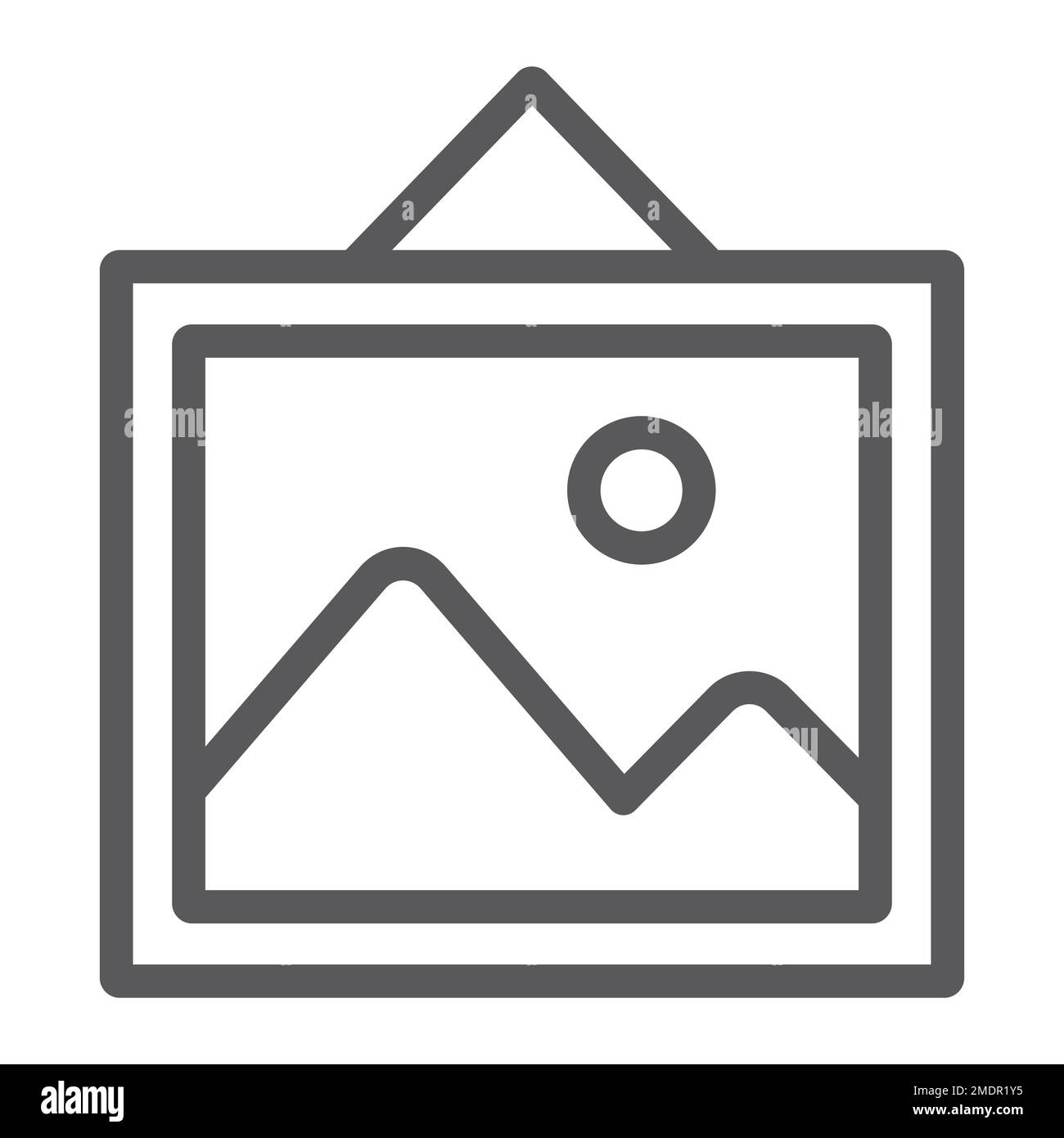 Picture line icon, home and frame, photo sign, vector graphics, a ...