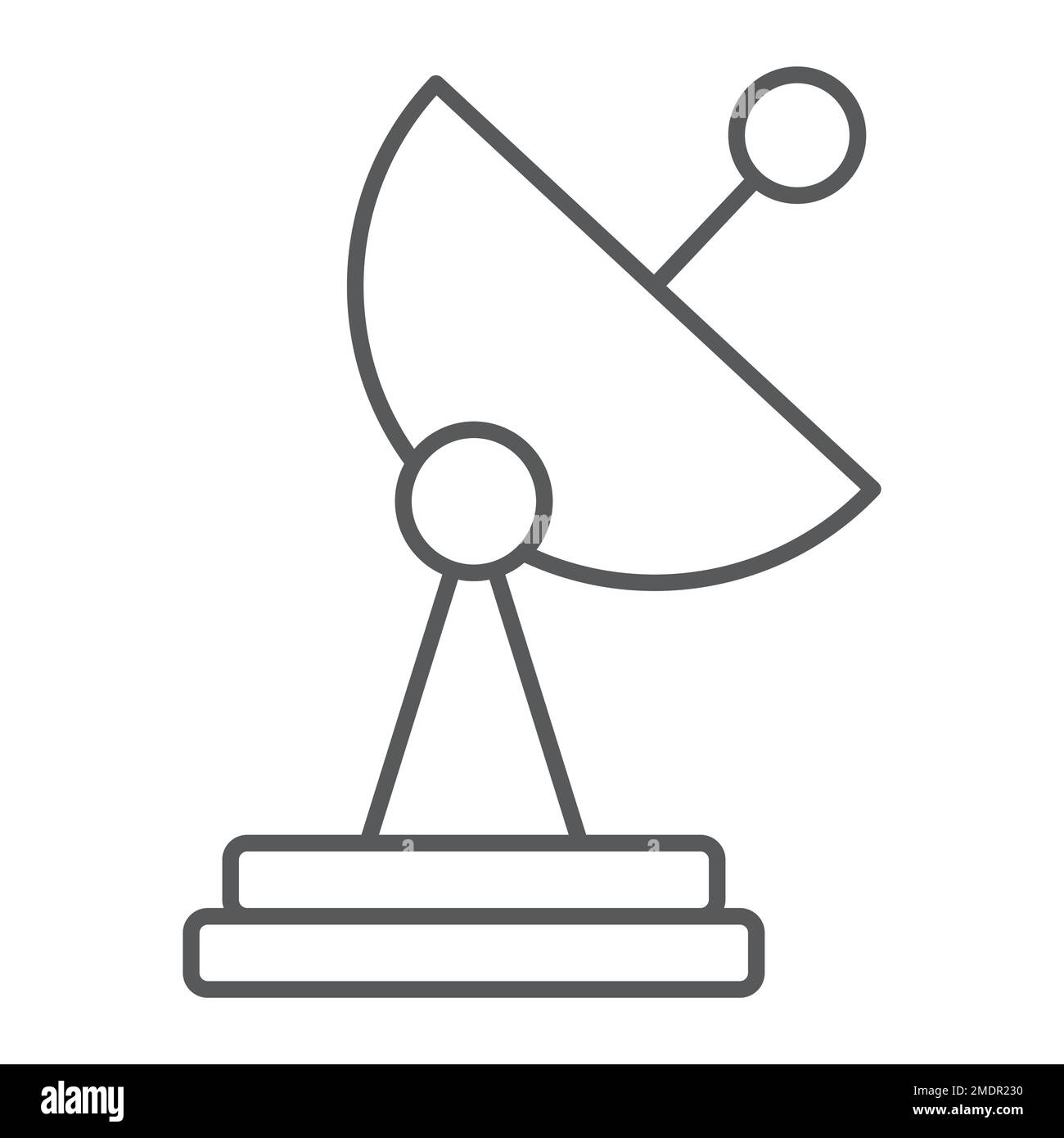 Radar thin line icon, tv and receiver, satellite dish sign, vector ...