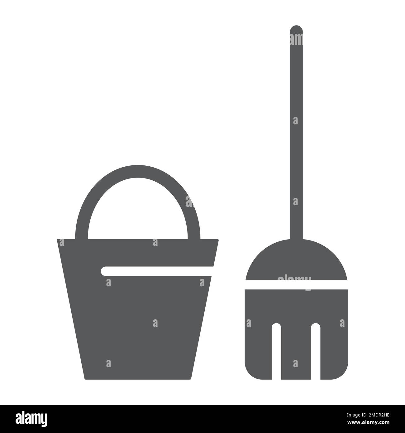 Cleaning service glyph icon, clean and wash, bucket and mop sign ...