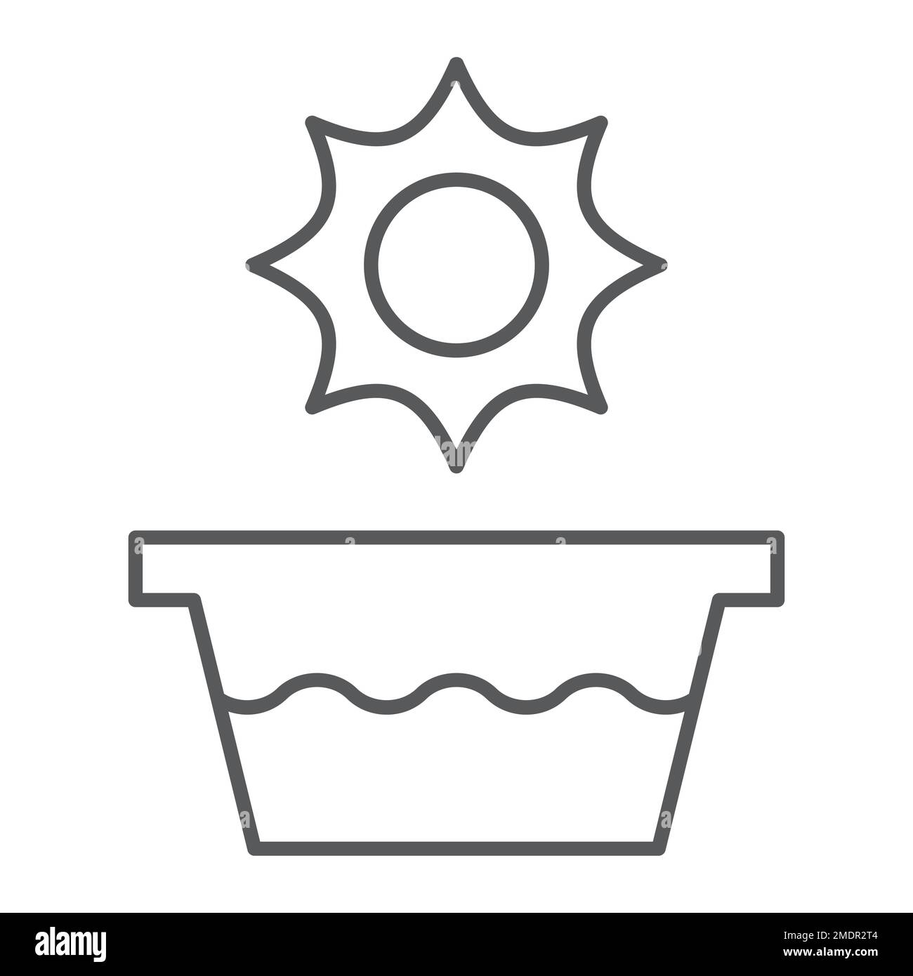 Hot water thin line icon, temperature and wash, basin sign, vector ...