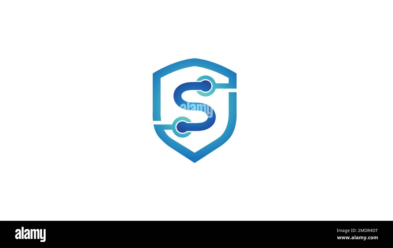creative blue shield letter s technology wires logo vector Stock Vector ...