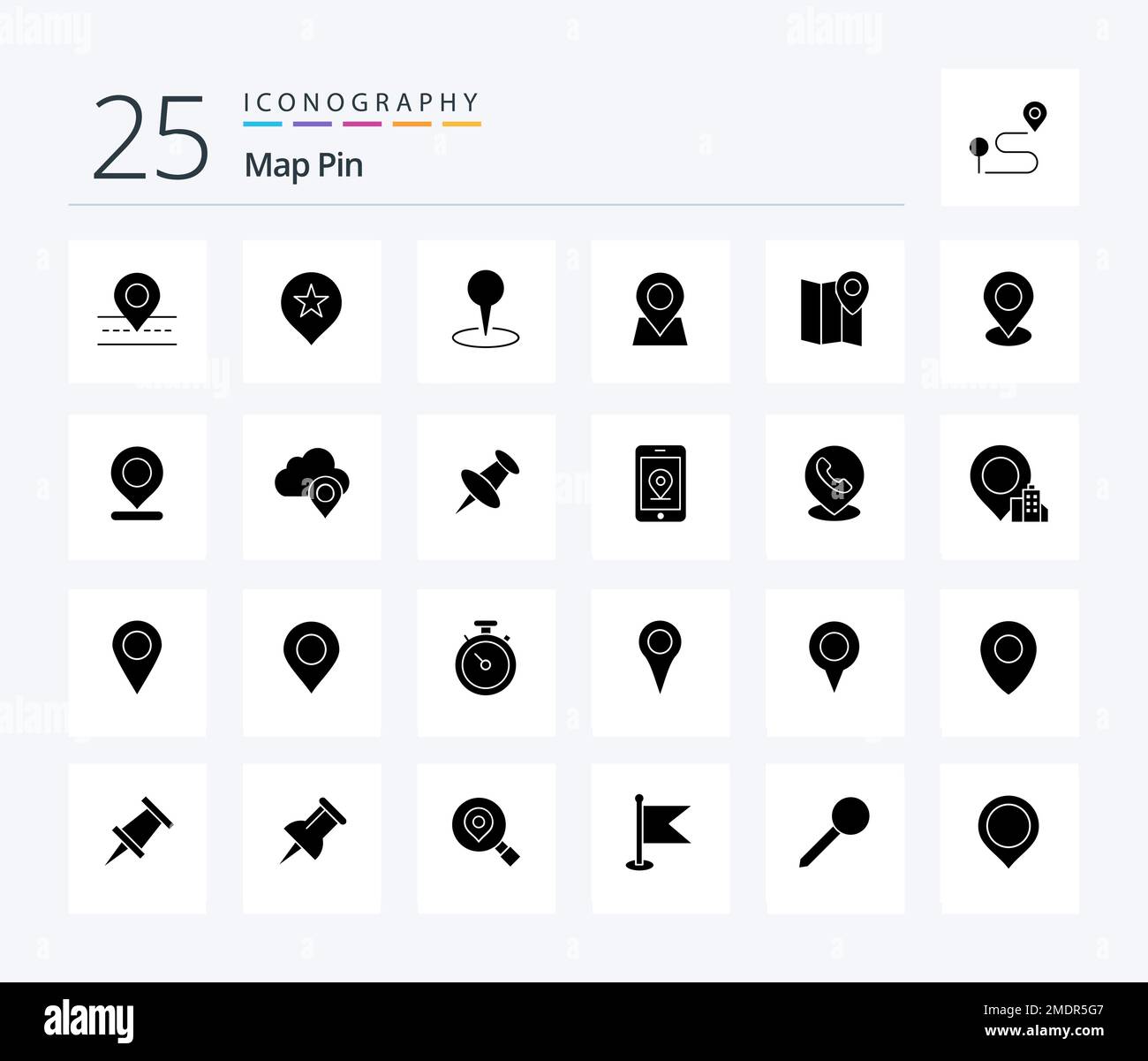 Map Pin 25 Solid Glyph icon pack including mark. marker. map. marker ...