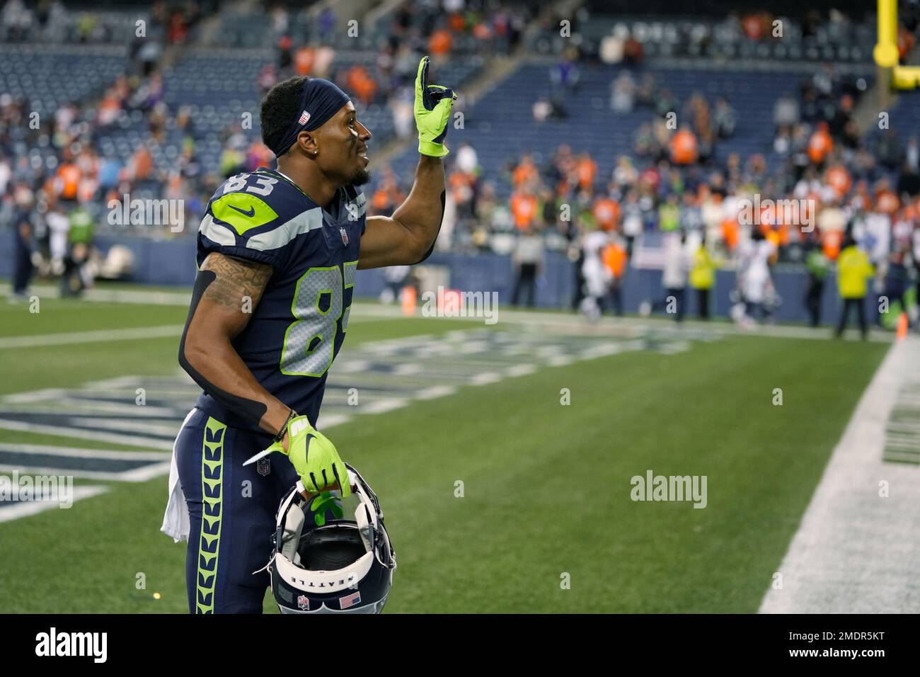 Seattle Seahawks wide receiver Darece Roberson Jr walks off the field ...