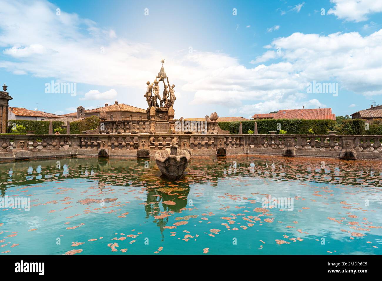 villa lante, lazio , italy. exterior of the villa with a panoramic view ...