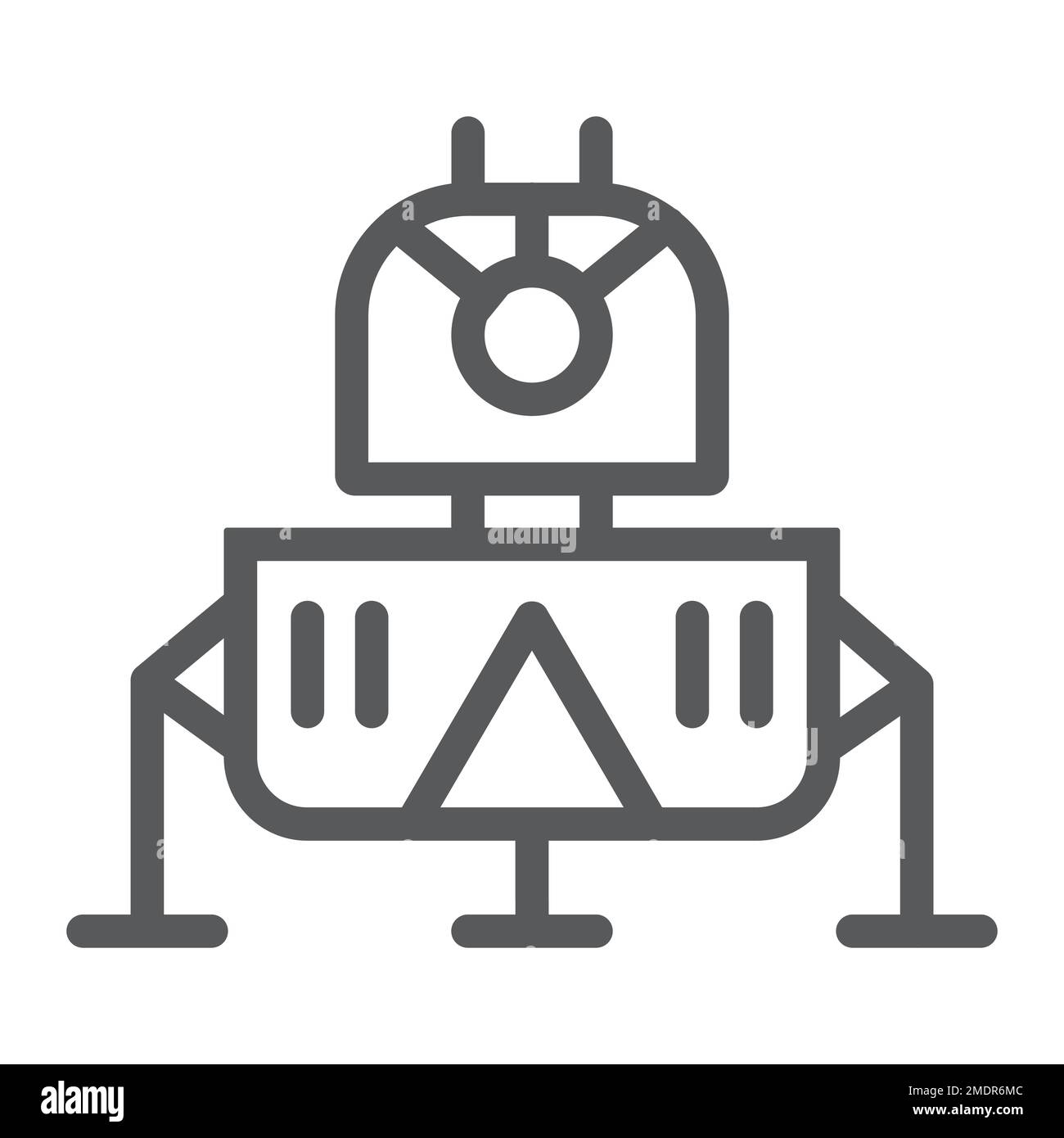 Lunar module line icon, science and astronomy, space module sign ...