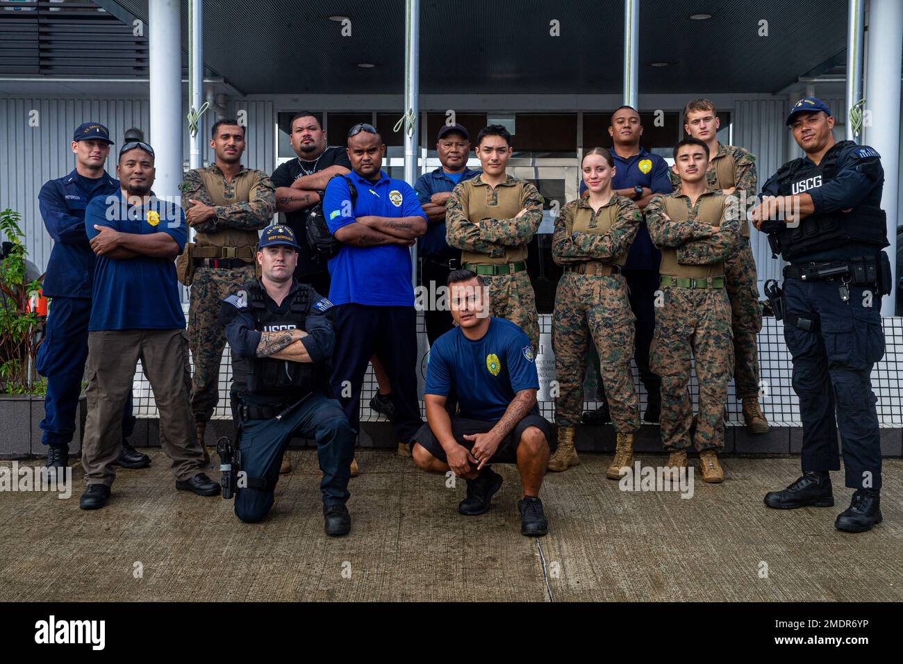 Palauans with the Bureau of Maritime Security, U.S. Marines with Task ...