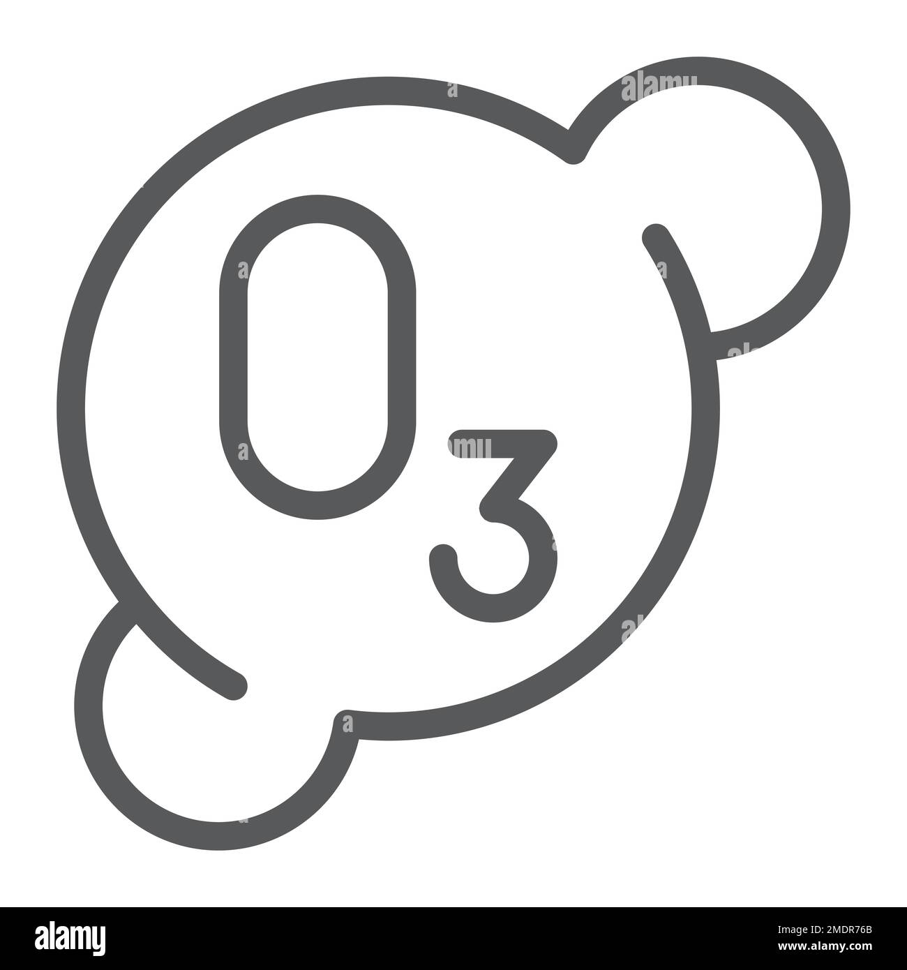 Ozonation line icon, formula and ozone, molecule sign, vector graphics ...