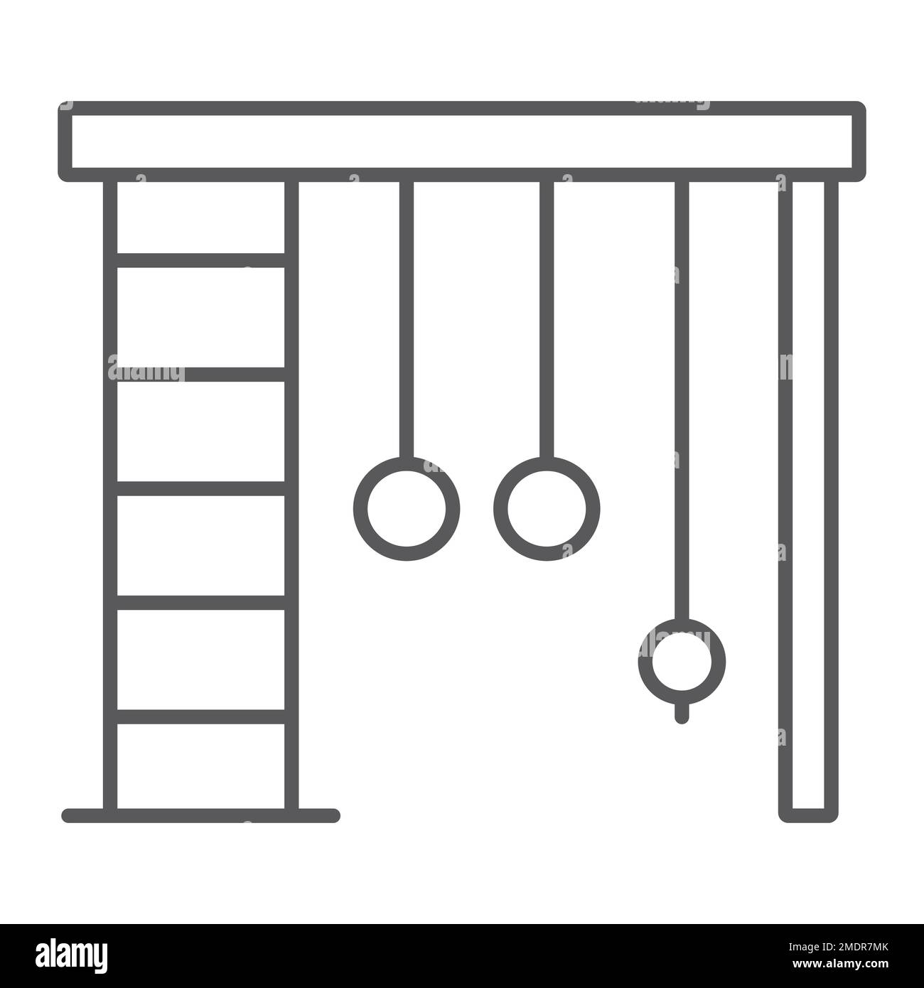 Wall bars thin line icon, sport and home, gym sign, vector graphics, a ...