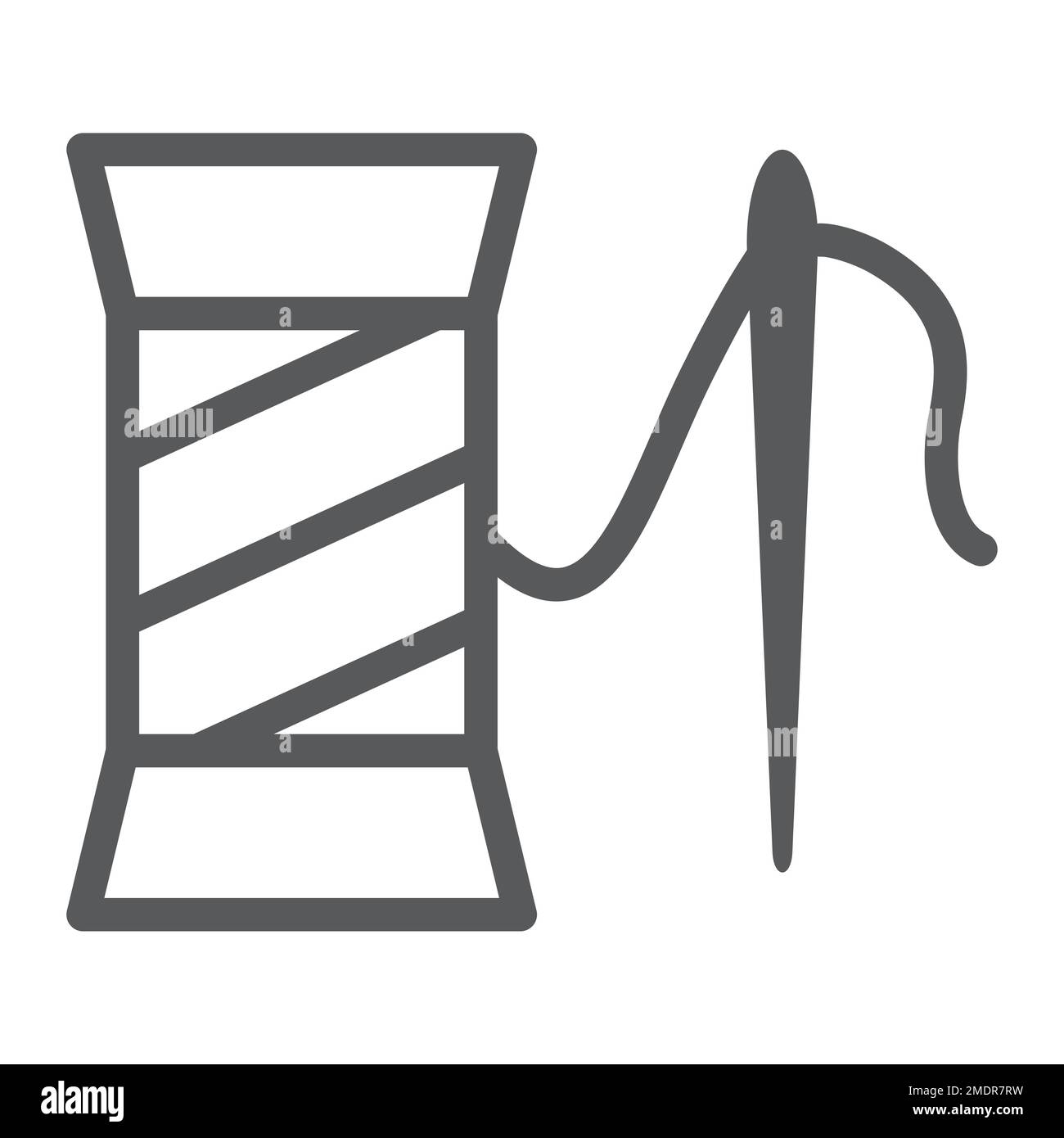 Clothing repair line icon, sewing and service, spool with needle sign ...