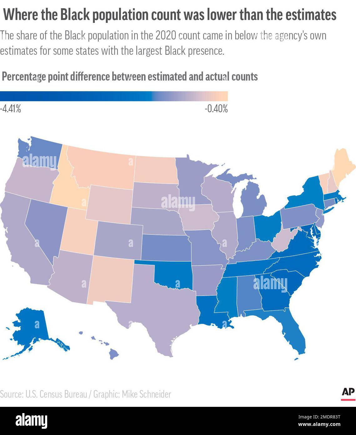 State map shows where the Black population counts came in below the ...