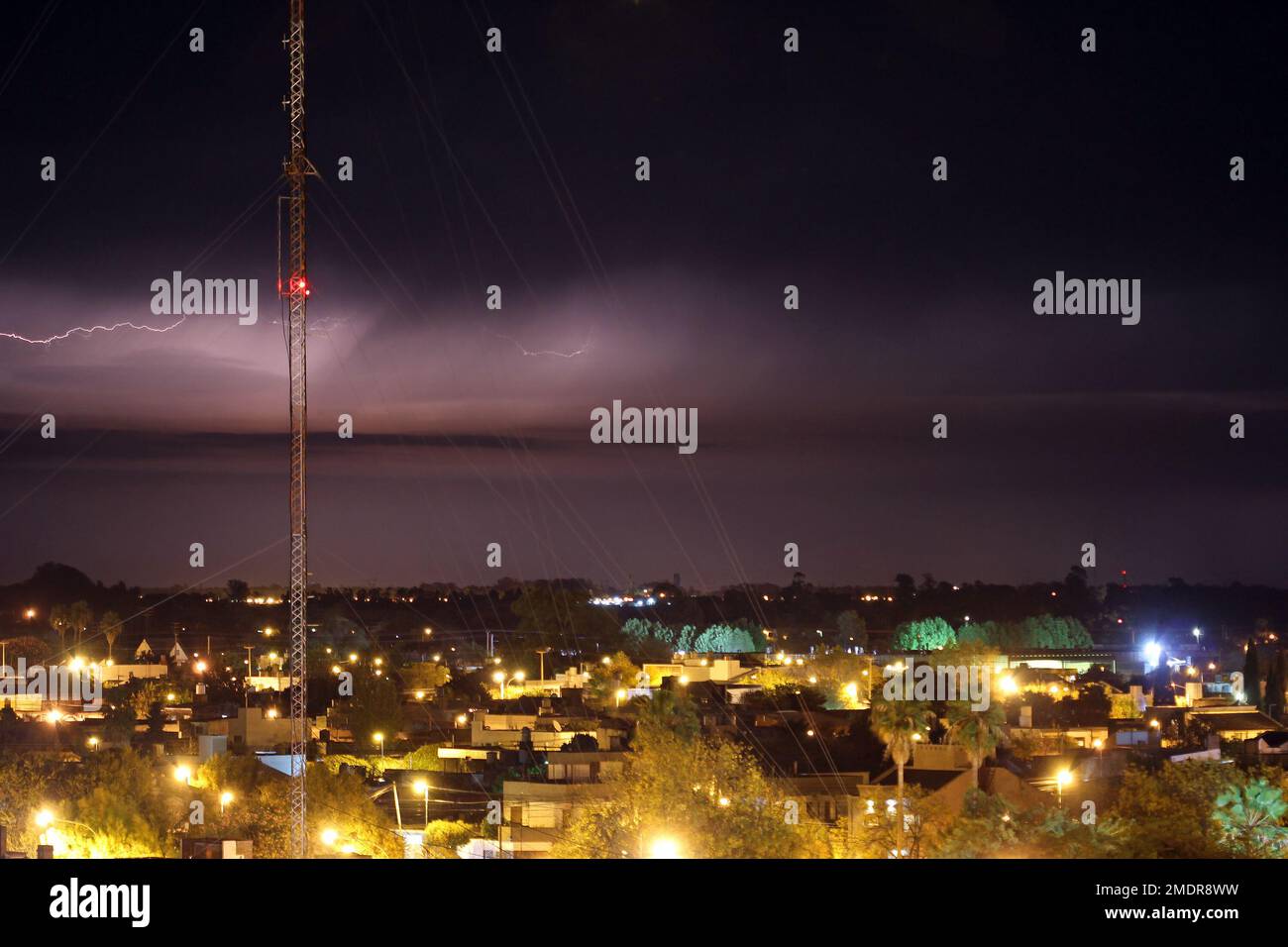 The bright blizzards in the night sky above the city Stock Photo - Alamy