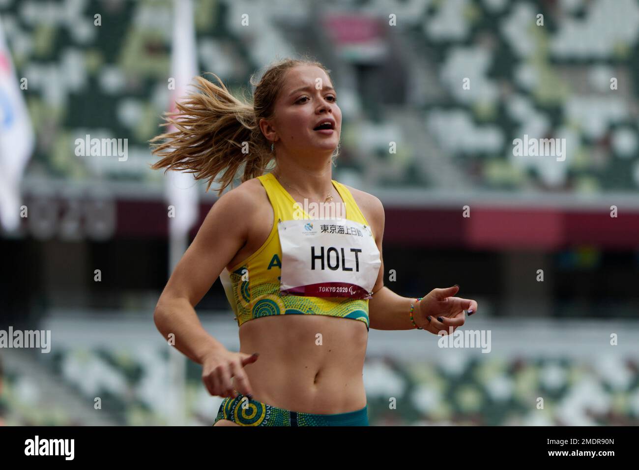 Isis Holt of Australia competes during the women's 100m T35 at the ...