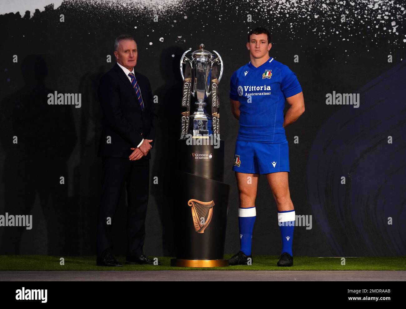 Italy head coach Kieran Crowley and captain Michele Lamaro with the ...