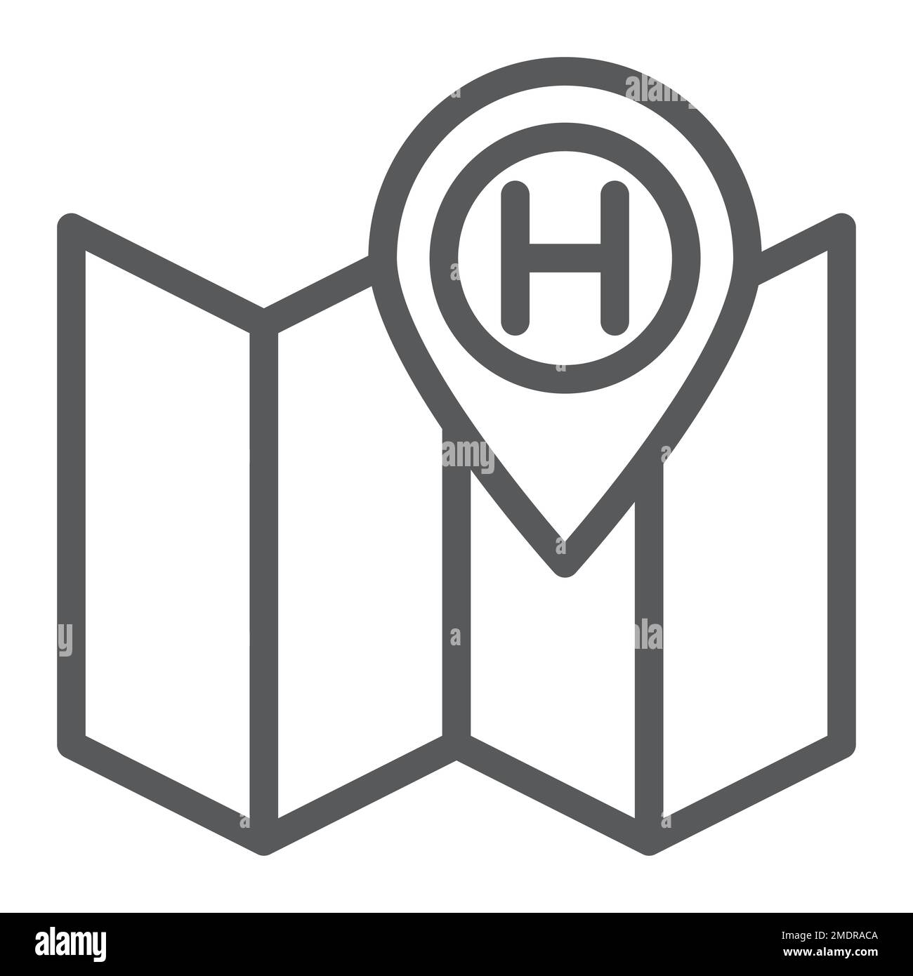 Hotel location line icon, navigation and travel, map and pin sign ...