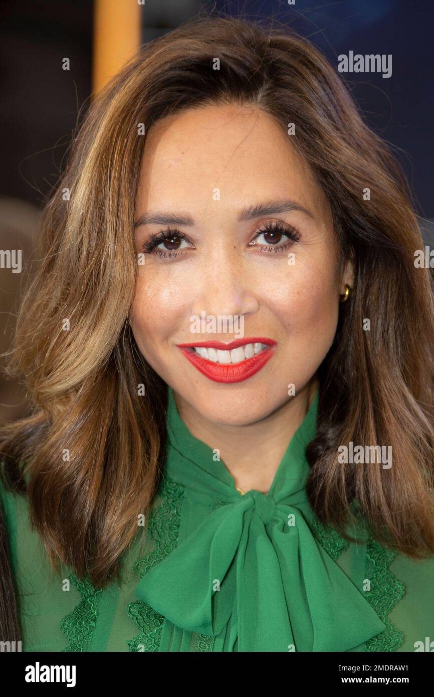Mylenne Klass poses for photographs on the red carpet for the premiere ...