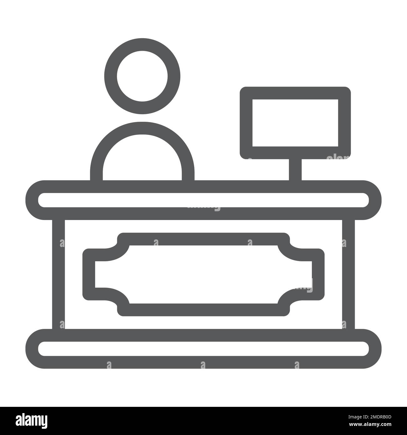 Reception line icon, hotel and call, reception desk sign, vector ...