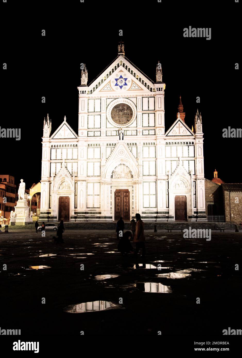 Night landscape of the Basilica of Santa Croce in Florence Stock Photo ...