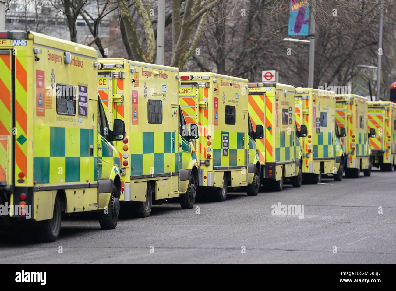 Ambulances parked outside London Ambulance Service NHS Trust control ...