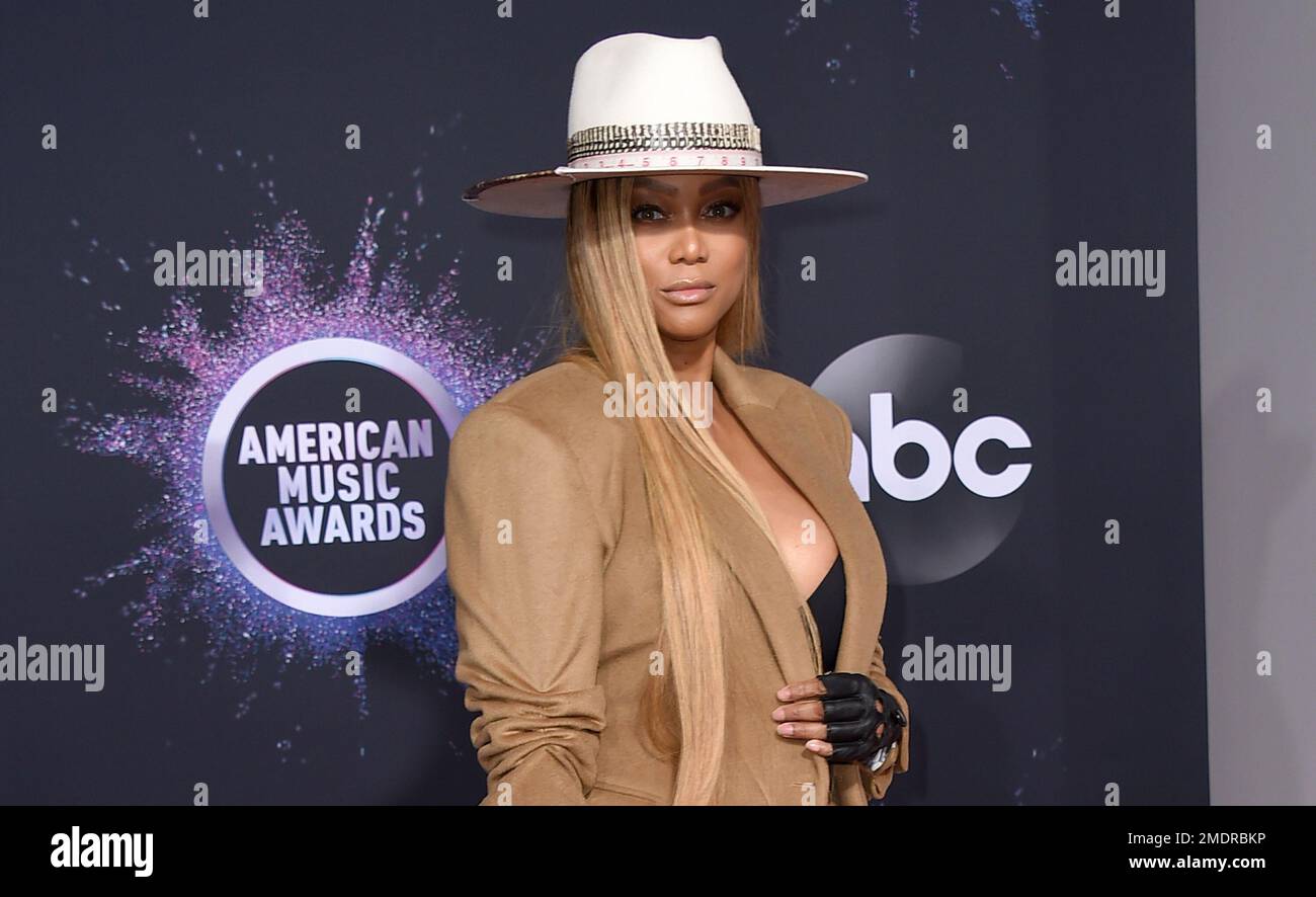 FILE - Tyra Banks arrives at the American Music Awards on Nov. 24, 2019 ...