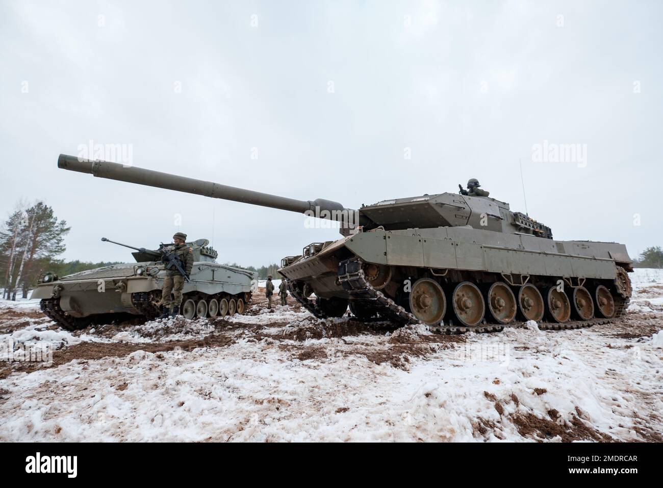 ADAZI, LATVIA, FEBRUARY 2018 - Leopard 2 Tank at NATO forces exercises ...