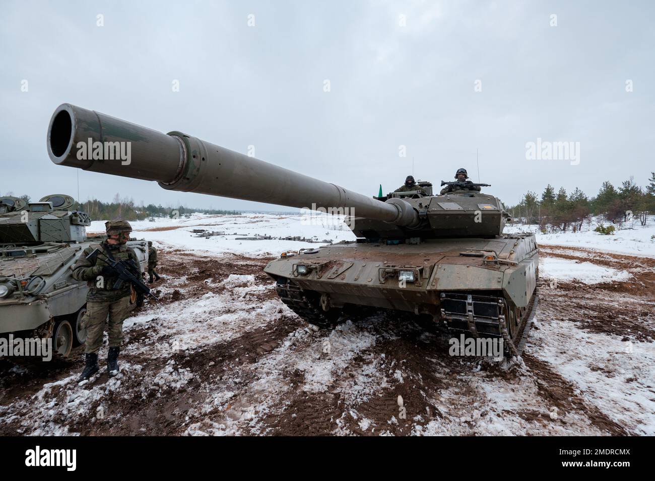 ADAZI, LATVIA, FEBRUARY 2018 - Leopard 2 Tank at NATO forces exercises. Spanish army conducted ...
