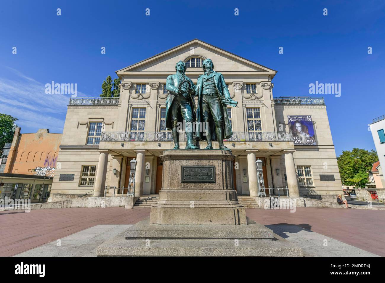 Goethe-Schiller Monument, German National Theatre, Theaterplatz, Weimar ...