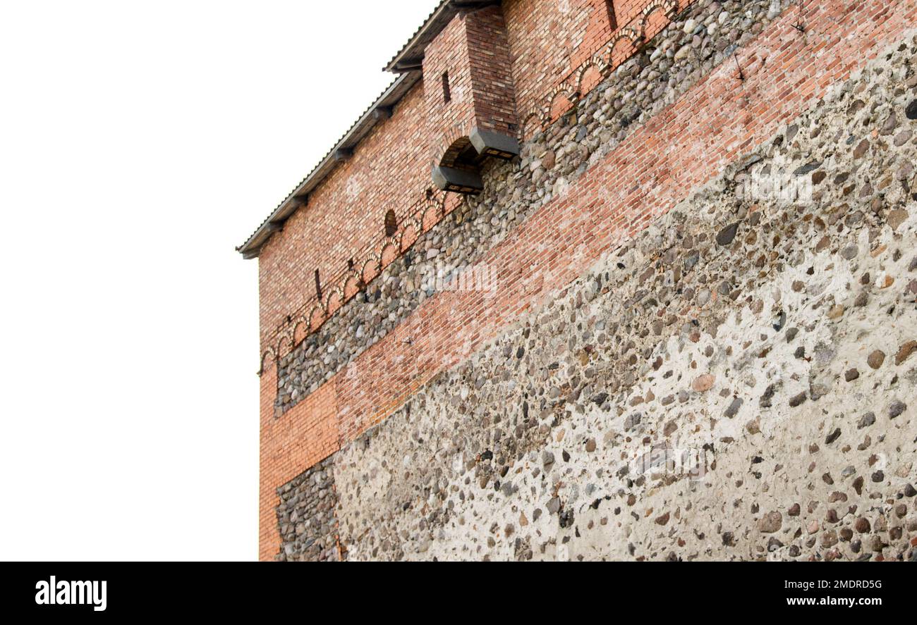 Stone wall of a large ancient castle, background. Copy space for text ...