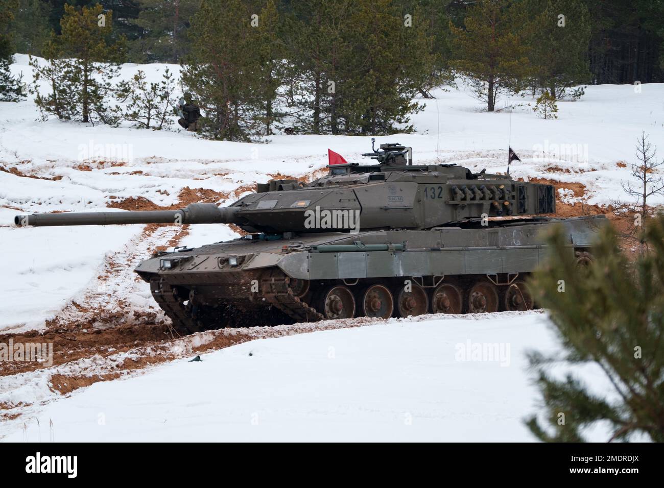 ADAZI, LATVIA, FEBRUARY 2018 - Leopard 2 Tank at NATO forces exercises ...